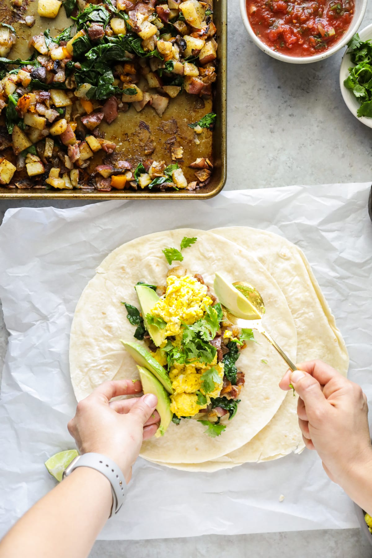 Loaded Sheet Pan Breakfast Burritos - Live Simply